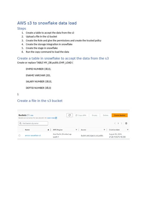 Aws S3 To Snowflake Data Loadv01 Pdf Amazon Web Services