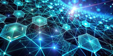 Abstract Network Visualization Interconnected Hexagonal Nodes And