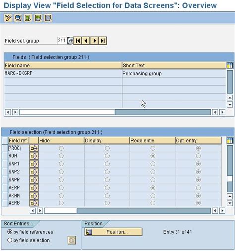sap mm tutor field selection