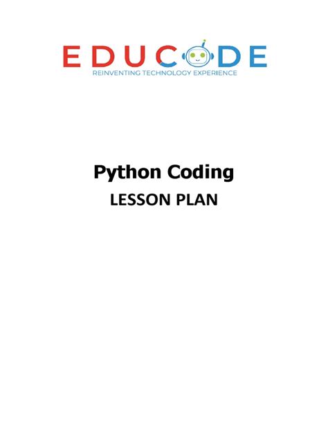 Lesson Plan Unit No 1 Lesson No 1 Grade 10 Pdf Python