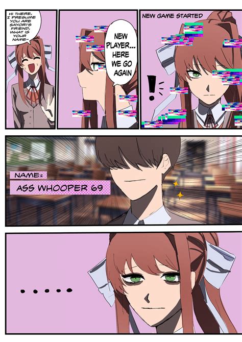 Monika And Protagonist Doki Doki Literature Club Drawn By
