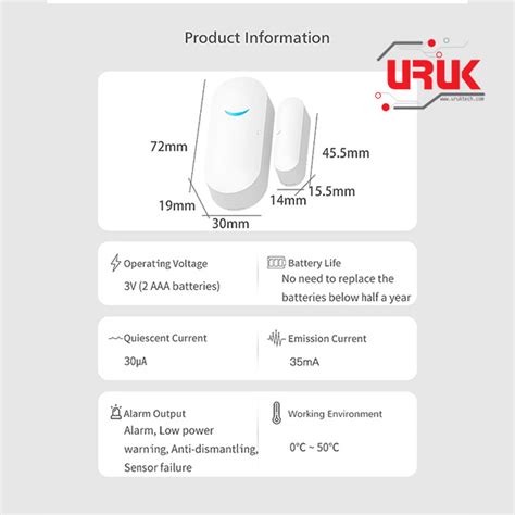 Smart Magnetic WIFI Door And Window Sensor UrukTech
