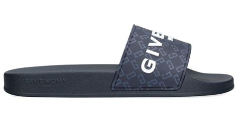 Givenchy Logo Slides In Blue For Men Lyst