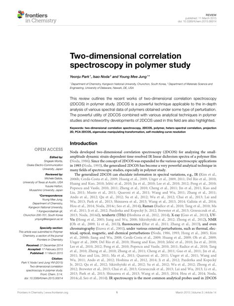 Pdf Two Dimensional Correlation Spectroscopy In Polymer Study