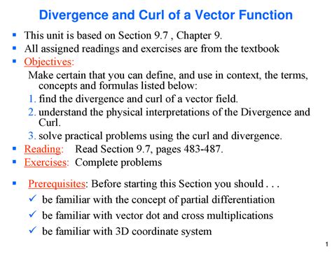 Divergence And Curl Of A Vector Function Schemes And Mind Maps
