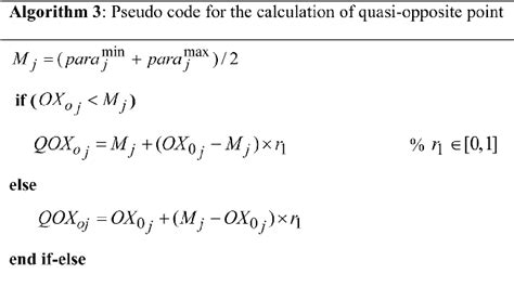 Algorithm 3 Pseudo Code For The Calculation Of Quasi Opposite Point Download Scientific Diagram