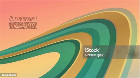 메탈릭 골든 복숭아 컬러 물결 모양의 모션 그린 3d 아르 데코 우아한 사실적인 기하학적 추상적 현대 벡터 배경 0명에 대한 스톡 벡터 아트 및 기타 이미지 Istock