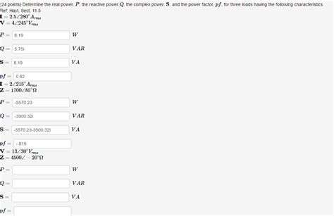 Solved Determine The Real Power P The Reactive Power Q Chegg