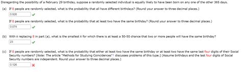 Solved Disregarding The Possibility Of A February 29