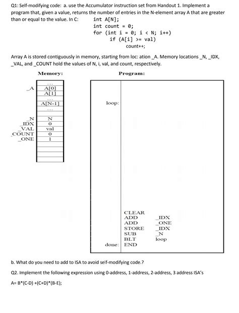 Solved Q1 Self Modifying Code A Use The Accumulator