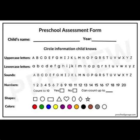 Pre K Assessment Forms Prekinders Preschool Activities Worksheets Library