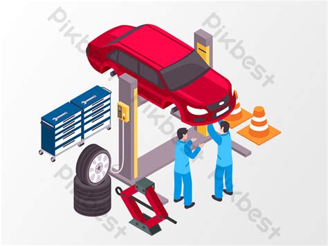 손으로 그린 자동차 수리점 디자인 요소 일러스트 Png Psd 무료 다운로드 Pikbest