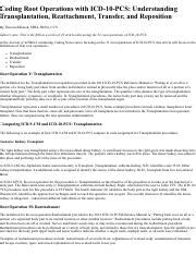 Coding Root Operations With ICD 10 PCS Understanding Transplantation Reattachment Transfer And R