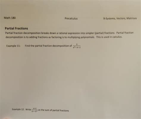 Solved Math 180 Precalculus 9 Systems Vectors Matrices