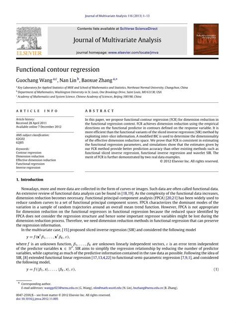 Pdf Functional Contour Regression Dokumentips