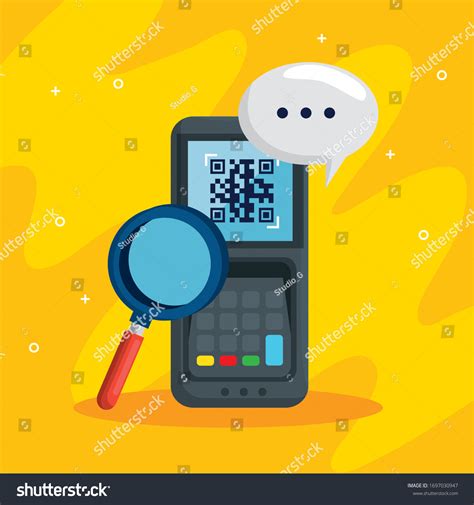 Qr Code Inside Dataphone Lupe Bubble Stock Vector Royalty Free Shutterstock