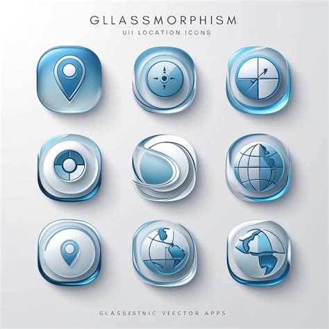Realistic Set Of Glassmorphism Ui Icons For Website Or Mobile App Vector Illustartion Of