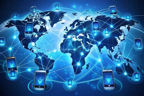 Global Communications Map Binary Smart Phones And Globe Connections Stock Illustration