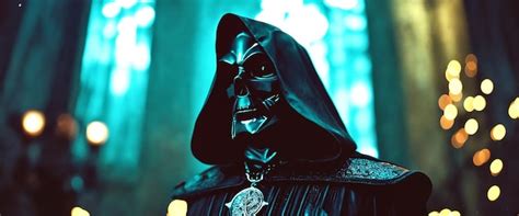 A Man Dressed As Darth Vader Standing In Front Of A Stage Premium Ai