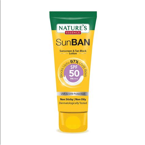 Natures Essence Sunban Spf 50 Pa Sunscreen And Tan Block Lotion 60 Ml