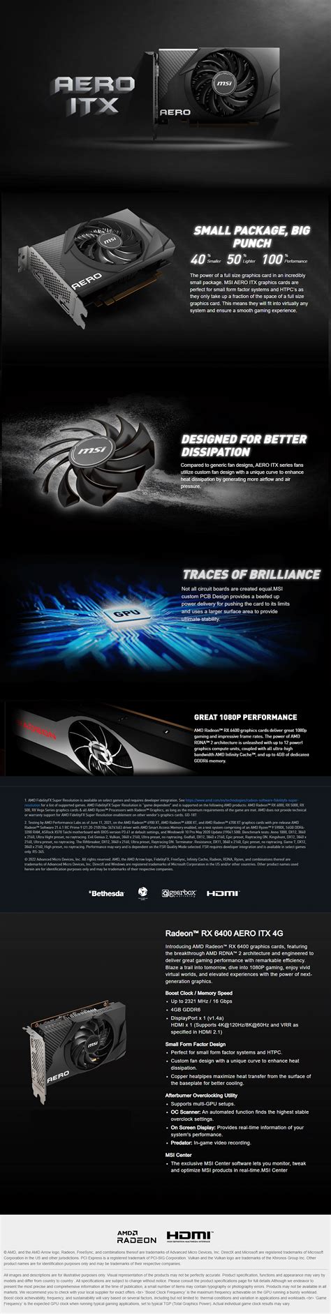 MSI AERO ITX Radeon RX 6400 4G Graphics Card