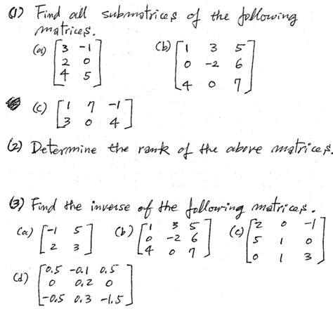 Solved Find All Submatrices Of The Following Matrices A