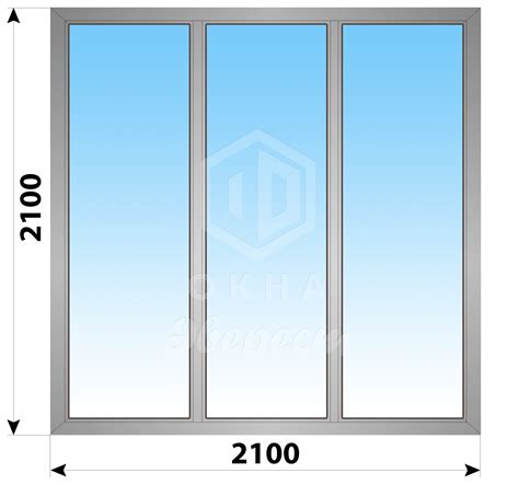 Трехстворчатое алюминиевое окно 2100x2100 Г-Г-Г - купить недорого в ...