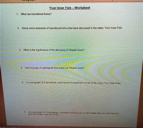 Your Inner Fish Worksheet 1 What Are Transitional Forms 2 Name