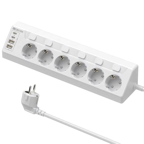 Hitrends Удлинитель с 6 розетками и 2 Usb 2 Type C индивидуальные