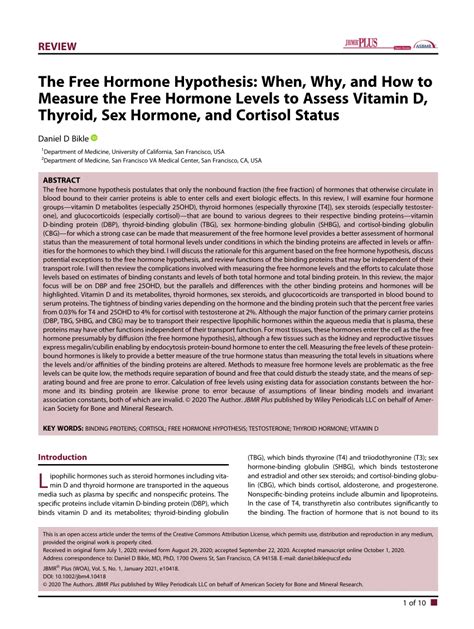 Pdf The Free Hormone Hypothesis When Why And How To Measure The