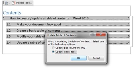 how to insert table of contents toc in microsoft word