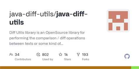 GitHub Java Diff Utils Java Diff Utils Diff Utils Library Is An