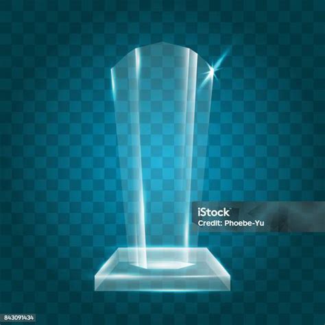 투명 하 게 빛나는 빈 벡터 아크릴 크리스탈 유리 트로피 수상 서식 파일 3차원 형태에 대한 스톡 벡터 아트 및 기타 이미지 3차원 형태 Championship