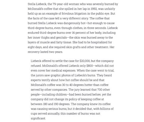 Solved Stella Liebeck The 79 Year Old Woman Who Was
