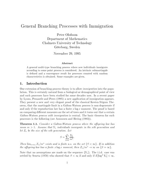 Pdf General Branching Processes With Immigration