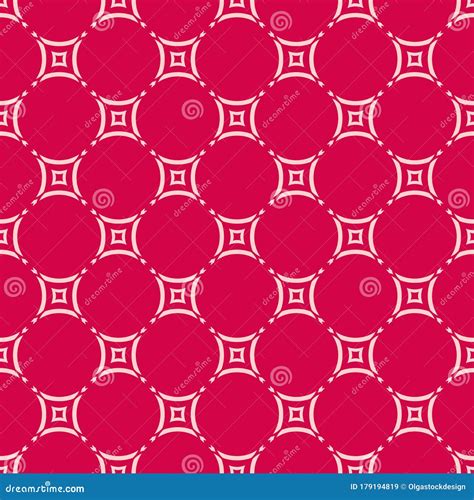 Red And Pink Vector Geometric Seamless Pattern With Rounded Grid Net Mesh Stock Vector