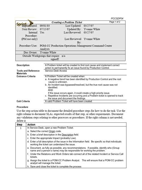 Creating A Problem Ticket Download Free Pdf Computing Information Technology