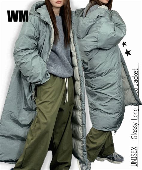 ~5xlunisex롱패딩 힙유니크 왕박시 롱 멀티 글로시 패딩 후드넥 남여공용 오버핏 겨울아우터 점퍼 2788 에이블리