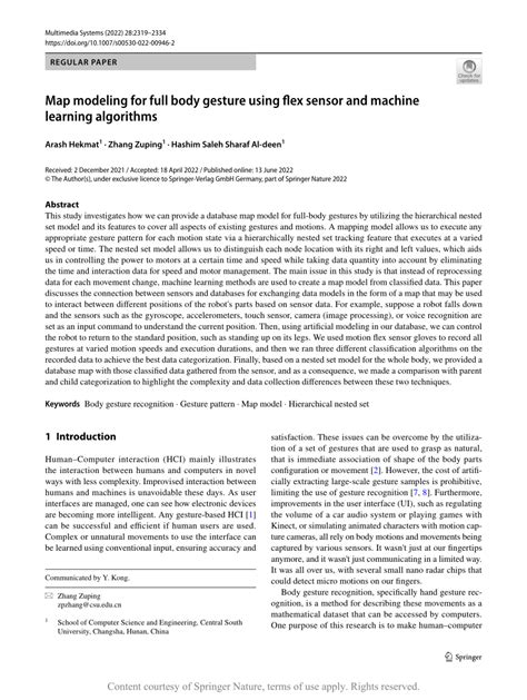 Map Modeling For Full Body Gesture Using Flex Sensor And Machine Learning Algorithms Request PDF