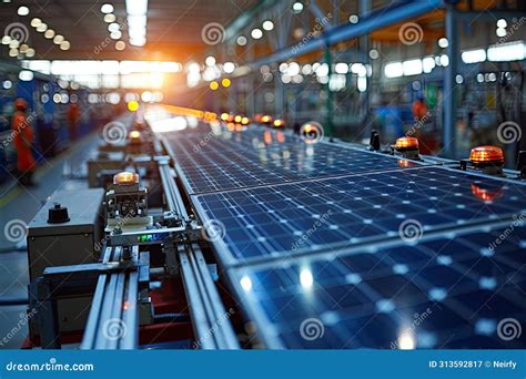 automation factory with robot assembly line produce solar panels