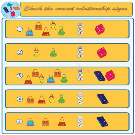 Logical Task Check The Correct Relationship Signs Stock Vector Illustration Of Cycle Extra