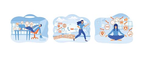 Information Overload Concept Young Woman Running Away From Information