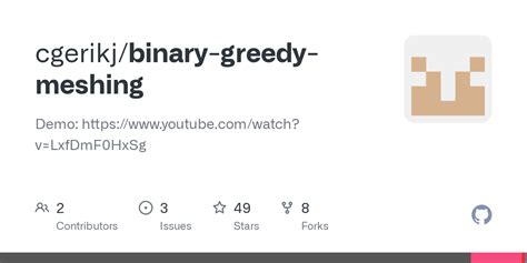 Github Cgerikj Binary Greedy Meshing Demo Https Youtube Watch V Lxfdmf Hxsg