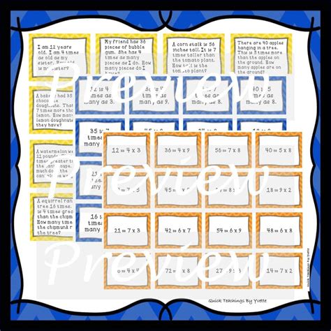 Multiplicative Comparisons Matching Statements Equations And Word Problems