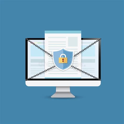 Concept Is Data Security Access Shield On Computer Desktop Pro Stock Illustration