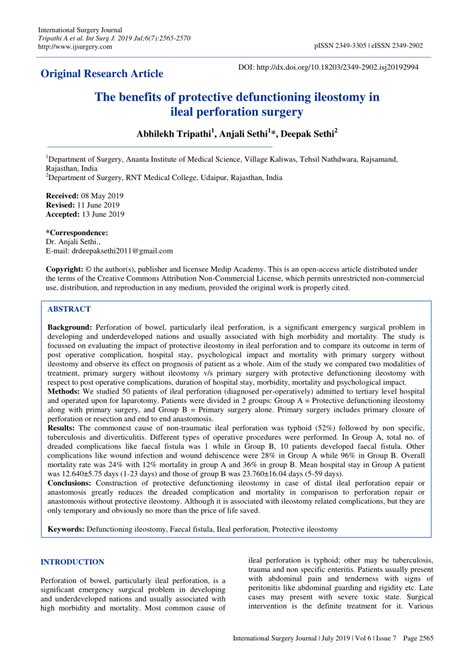 Pdf The Benefits Of Protective Defunctioning Ileostomy In Ileal