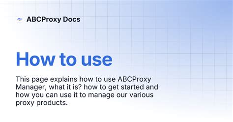 How To Use ABCProxy Docs