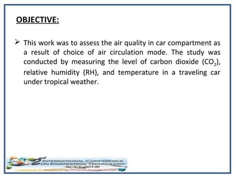 Effect Of Recirculation On Air Quality In A Car Compartment Ppt