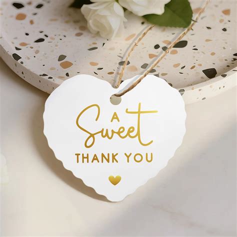 Tqqbuu 50pcs Gold Foil Thank You Tags With String Pre