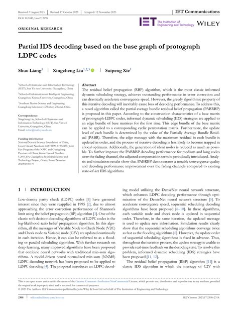 Pdf Partial Ids Decoding Based On The Base Graph Of Protograph Ldpc Codes